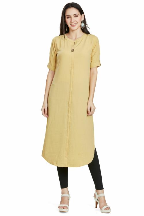 Buy nioni Woman’s Straight Fashionable Round Neck kurta with folded ...