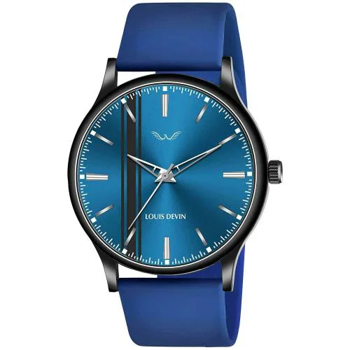 Buy LOUIS DEVIN Analog Blue Dial Soft Silicone Blue Starp Wrist Watches ...