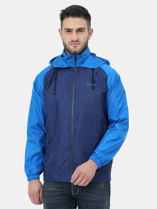 Buy Plutus Men Blue Solid Polyester Wind Cheater XL Online at Best ...