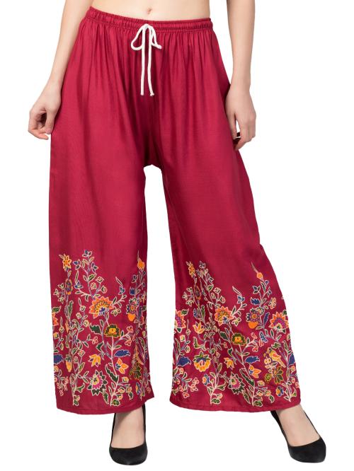 Buy Hathor Dreamz Stretchable, Elegant and Easy Wash-Ankle Length Women Rayon Floral Palazzo,26 ...