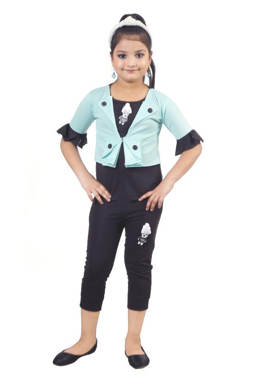 Buy Burbn Girls Blue Self Design Cotton Blend Single Two Piece Set ...