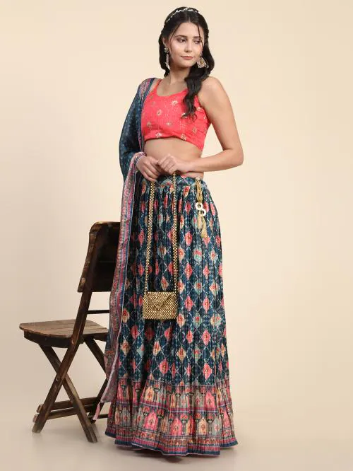 Buy Neel Art Womens Silk Blend Fabric Lehenga Choli Set With Dupatta ...