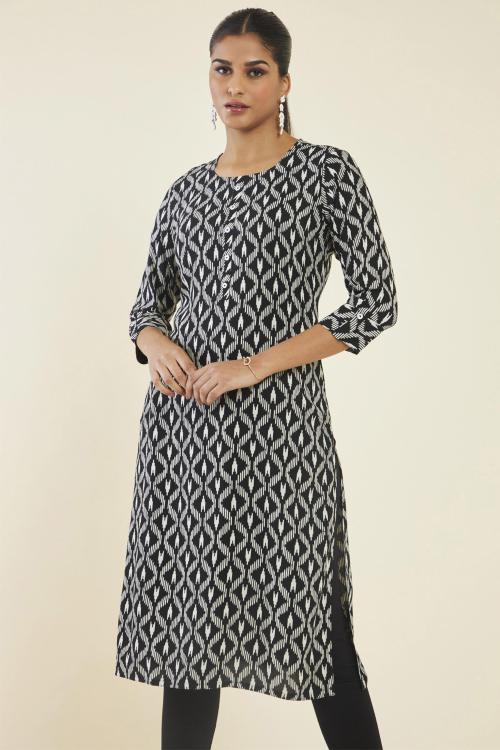 Buy Soch Women Black Rayon Printed Kurta Online at Best Prices in India ...