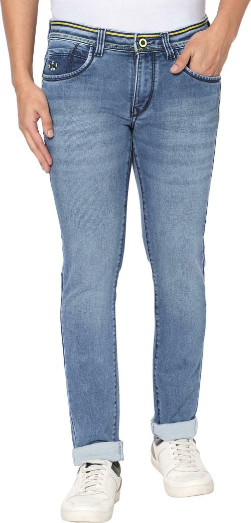 Buy TCI TRUE COLORS OF INDIA Men Blue Solid Denim Men'S Stretchable ...