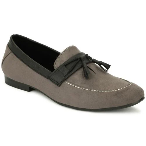 Buy FLADA SHOE Men's Grey Suede Slip-On Casual Loafers 8 Online at Best ...