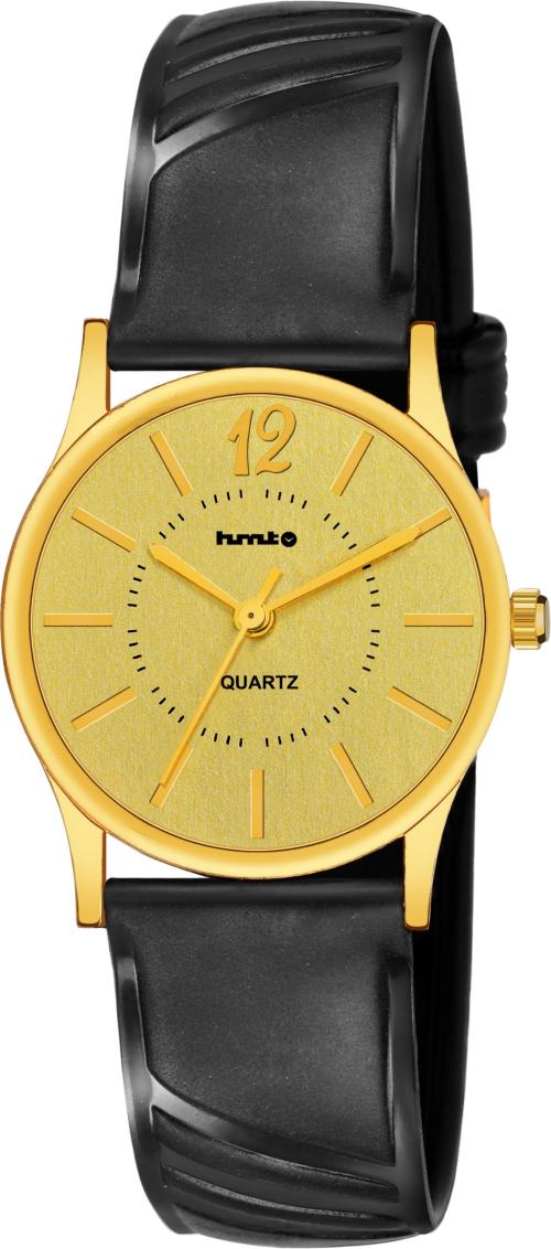 Buy HMTO Analog Watch Gold Dial Black Strap Watch For Women (HMT015 ...
