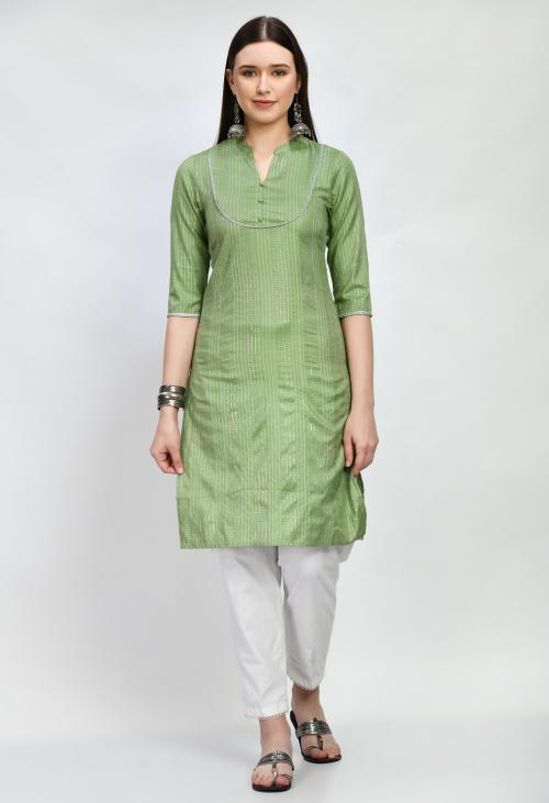 Buy Neel & NED Women Green with Silver Yoke lace Style Online at Best ...