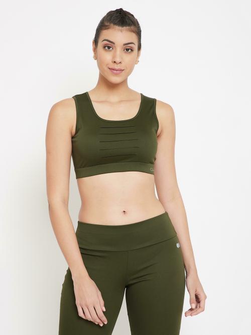 Buy Clovia Green Solid Polyester Single Sport Bra Online at Best Prices ...