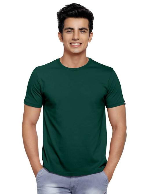 Buy The Souled Store Men Bottle Green Solid Cotton T-Shirts Online at ...