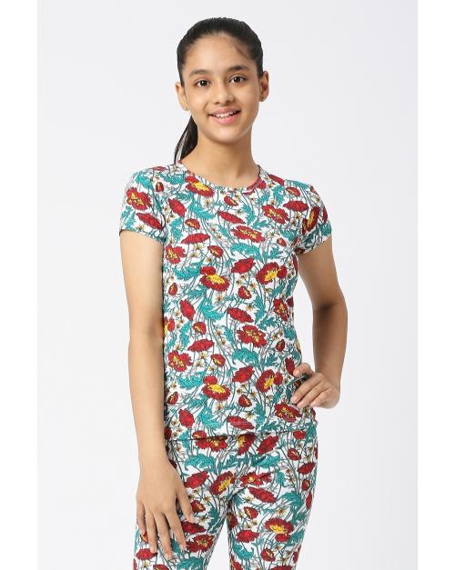 Buy SINI MINI Round Neck With Half Sleeve Green Girls Casual Pack of 1 ...