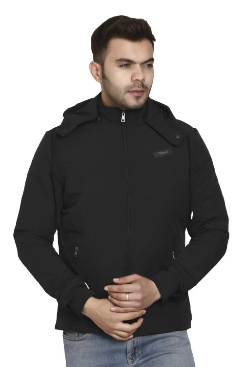 Buy BURDY Men Black Solid Polyester Casual Jacket Online at Best Prices ...