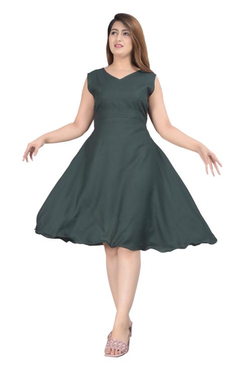 Buy SIPET STYLISH BEAUTIFUL GREEN SOLID DRESS MIDY SHORT DRESS IN RAYON ...