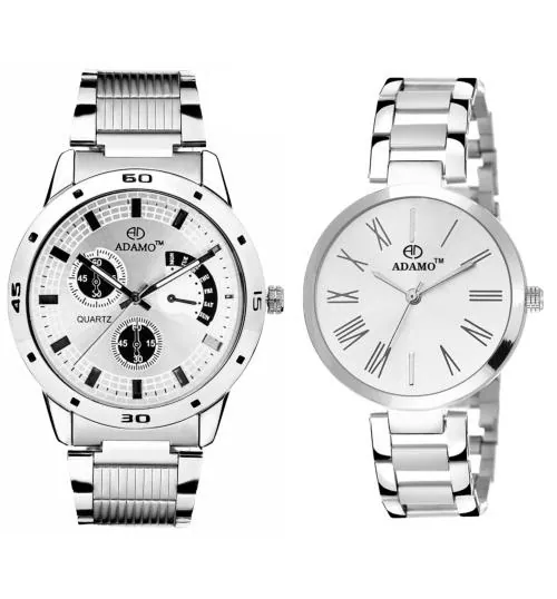 Buy ADAMO Designer White Dial Men's & Women's Watch 109-2480SM01 Online ...