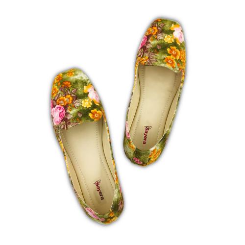 Buy Sayera Flower Print Bellies For Women |Square Toe Bellies For Girls ...