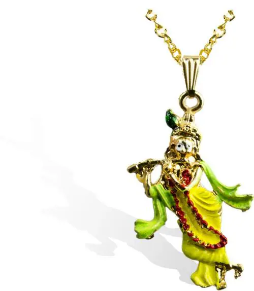 Buy Waama Jewels Gold Plated Brass Lord Krishna Religious God Pendant ...