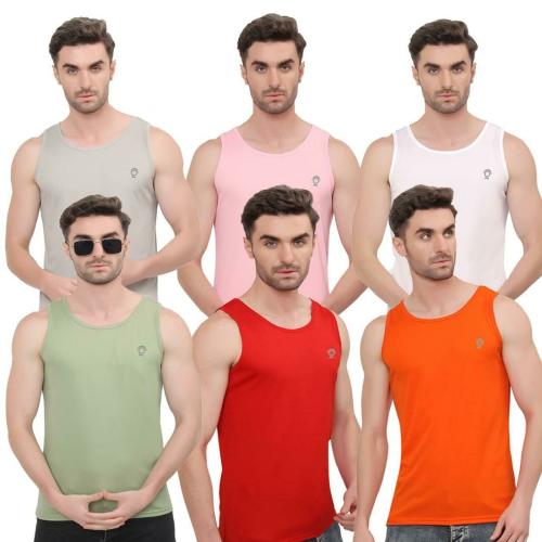 Buy CLOTHINK HUB Multicolour Solid Poly Blend Standard Length Vest ...