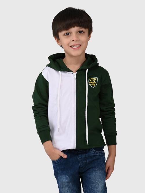 Buy UrbanMark Junior - Boys Green Color Block Full Sleeve Sweatshirt ...
