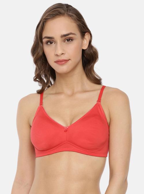 Buy Macrowoman W Series Women Coral Solid Cotton Blend Single Bra Online at Best Prices in India ...