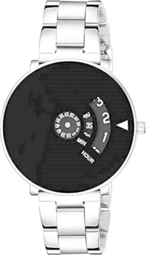 Buy WATCHVERSE Analogue Men's Watch Black Color With Silver Color Chain ...