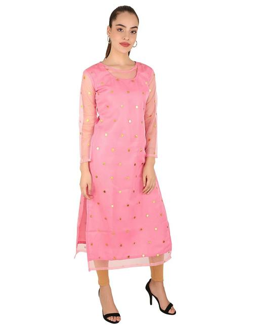 Buy UNFAKENOW Women Pink Printed Net Kurta Online at Best Prices in ...