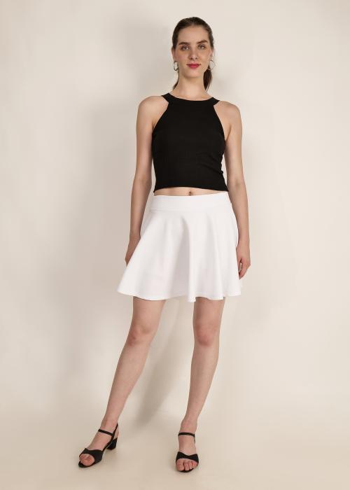 Buy Frolic Rolic Women White Polyester Flared Solid Mini/Short Skirt ...