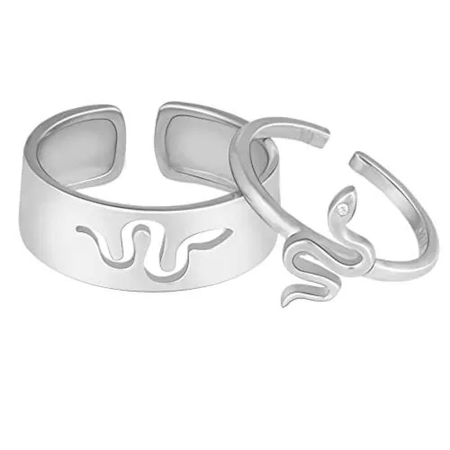 Buy Giva Sterling Silver Adjustable Snake Charmer Couple Rings Online ...