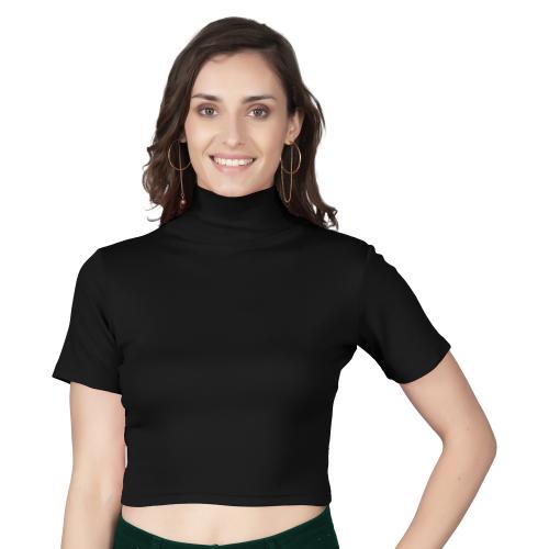 Buy THE AD2CART A5072 Women's Lycra Basic Solid HighNeck Half Sleeves ...