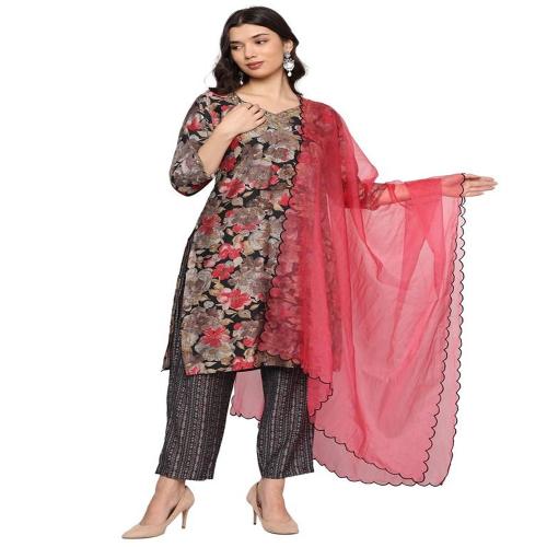 Buy ILA Women's Latest Rayon Handicrafted Suit Set, Kurta, Pant with ...