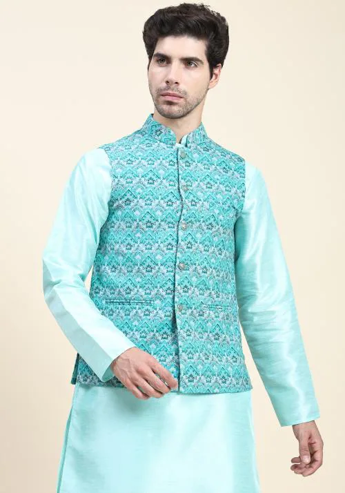 Buy Aany's Culture Rama Floral Pattern Polyester Wedding Nehru Jacket ...