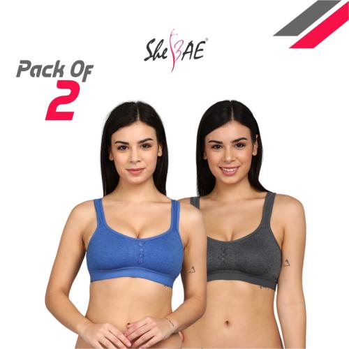 Buy SheBAE Combo Cotton Non Paded, Non Weird Brassiere Sports Bra For Women, Push Up Bra For ...