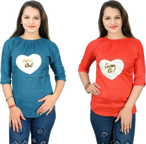 Buy Fikroo Girls Multicolor Self Design Cotton Blend Top 12 - 13 Years ...