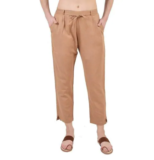 Buy PISTAA Women Biscuit Solid Pure Cotton Pants Online at Best Prices ...