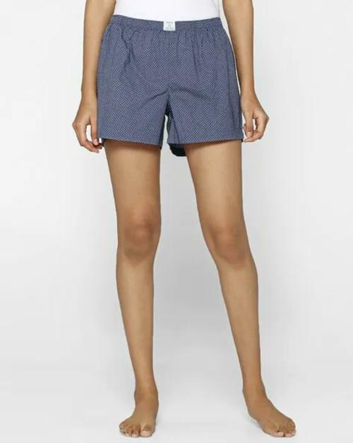 Buy Papa Brands Women Blue Micro Print Rayon Shorts Online at Best ...