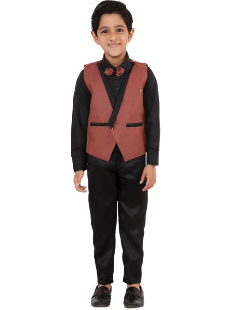 Buy Dkgf Fashion Boys Maroon Self Design Cotton Blend Shirt Pant Online ...