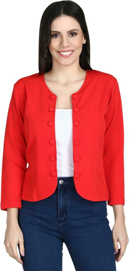 Buy Mijaat Women Red Solid Polyester Shrug Online at Best Prices in ...