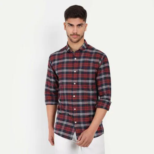 Buy FILOSE Mens Wear Pure Cotton Checks Printed Maroon Color Shirt ...