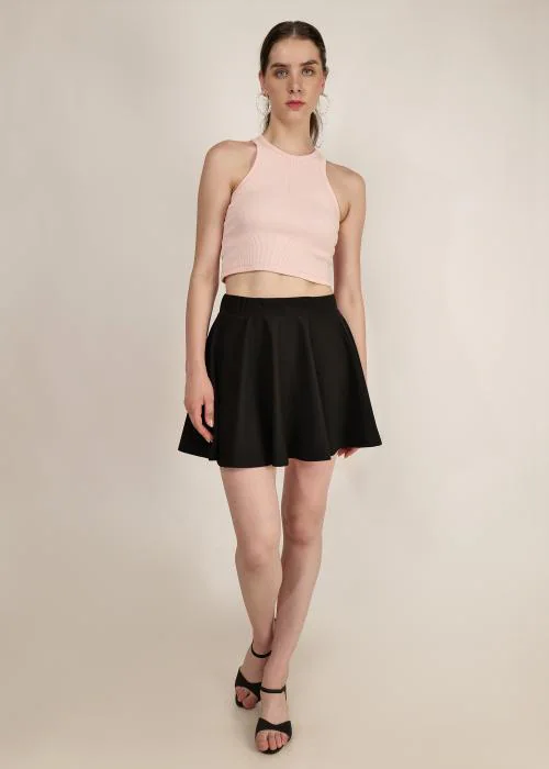 Buy Frolic Rolic Women Black Polyester Flared Solid Mini/Short Skirt ...