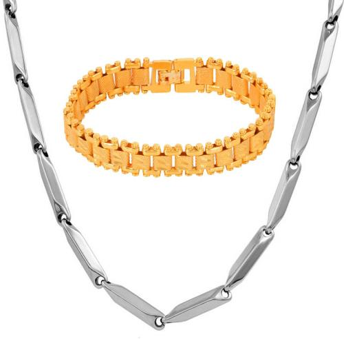 Buy Esg Gold Metal, Stainless Steel Gold Plated Jewel Set For Men And ...