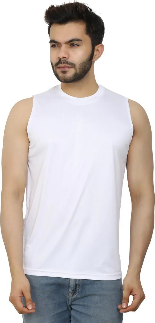 Buy PRIME PLUS Multicolor Solid Polyester Round Neck Sando Vest - M ...