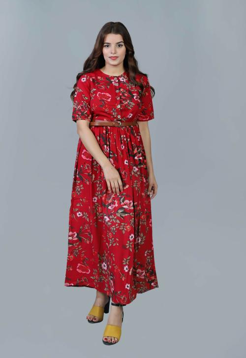 Buy Lilyn Women Maroon Crepe A-Line Dress (XL) Online at Best Prices in ...