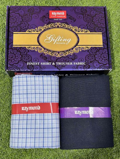 Buy Raymond Pc-Cotton Checkered Shirt & Trouser Fabric in Moments Box ...