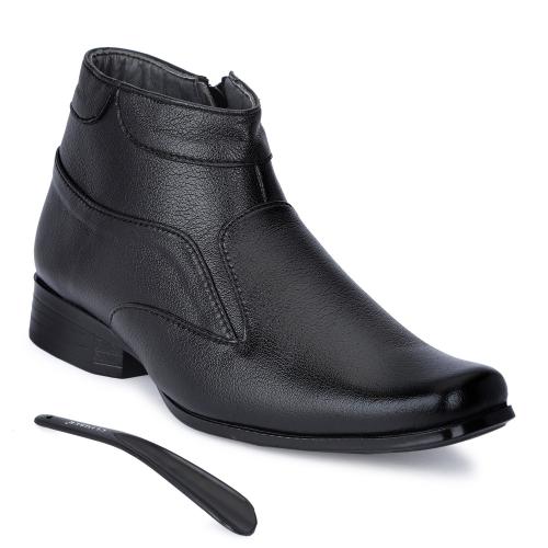 Buy Ronzo Clarcks Formal Black Synthetic Leather Zip Shoes For Men ...