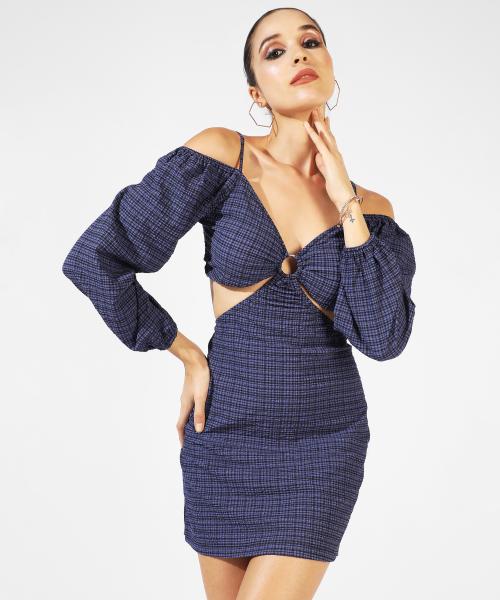 Buy Campus Sutra Women's Midnight Blue Cutout Checkered Dress Online at Best Prices in India ...