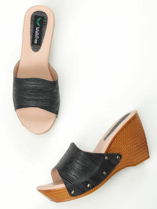 Buy Walkfree's Trendy Black Heel Sandals For Women Online at Best ...