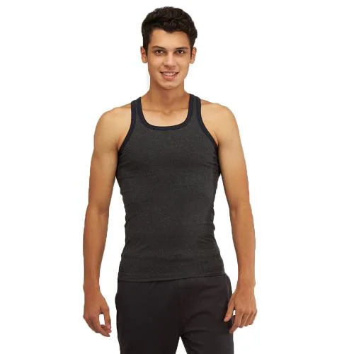 Buy Chromozome Men C-marl Solid Cotton Blend Single Vest Online at Best ...