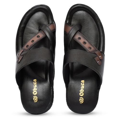 Buy OBUCA -MAKE YOUR OWN CLASS_Genuine Leather Sandal / Slipper For Men_UK 8_Black Online at ...