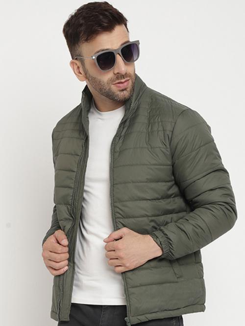 Buy ONNIT Men's Olive winter wear full sleeve solid puffer Jacket. Quilted with high quailty ...