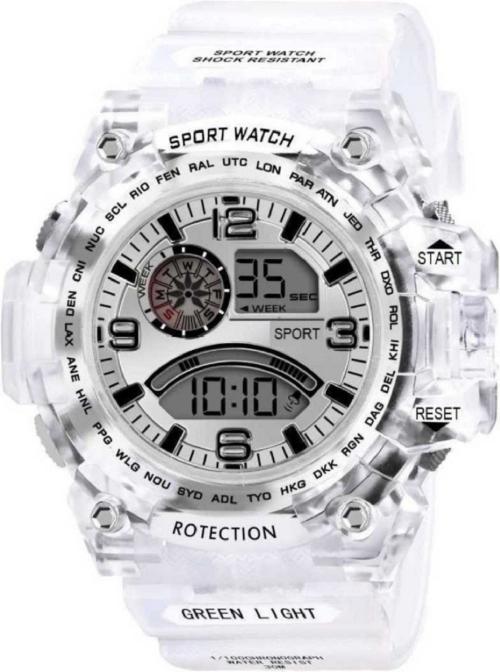 Zabby Allen TP-501 Grey Dial Transparent Waterproof Men's Digital Watch ...
