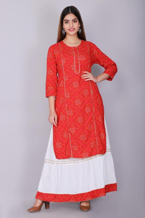 Buy Bawli Women Red Machine Wash Kurta And Skirt Set - XXXL Online at Best Prices in India ...