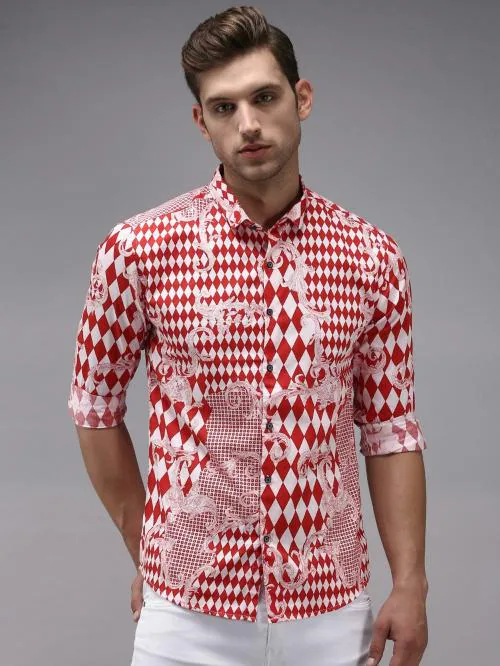 Buy SHOW OFF Men's Red Printed Cotton Shirts Online at Best Prices in ...